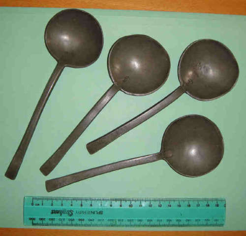 Cutlery - Four Old Pewter Spoons from the late 1600s was sold for R421 ...