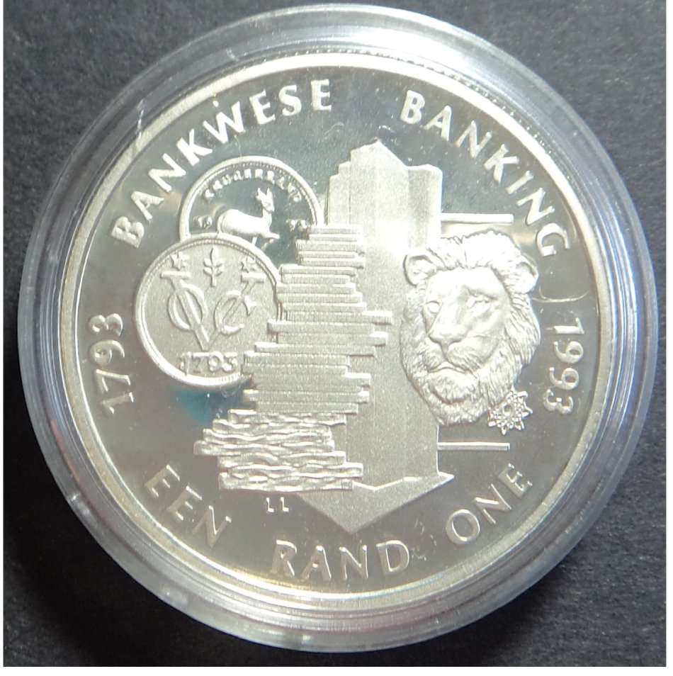 One Rand - Rep. of SA: Proof Silver R1 of 1993 (Banking) was sold for ...
