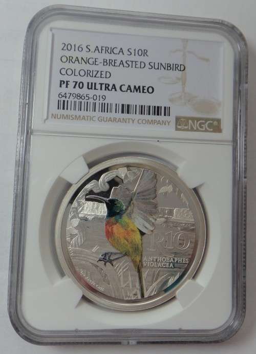 Other Republic of South Africa Coins - Silver R10 (Orange-Breasted ...