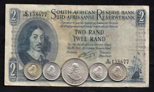 Collections & Lots - R2 note of 1962 plus 4 x SILVER 5c & 1 x SILVER ...