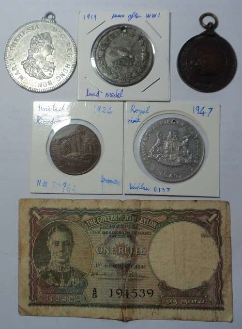 Numismatic collectables - Ceylon 1 Rupee banknote 1941 plus old ...