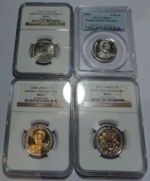 Five Rand - Republic of SA: Collection of R5 coins graded Mint State ...