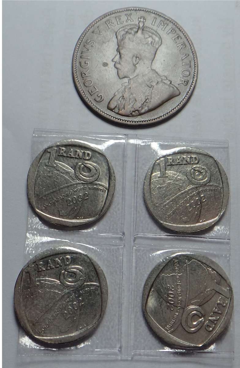 One Rand - RSA: 4 x R1 coins (2002 Johannesburg World Summit) & 1931 ...