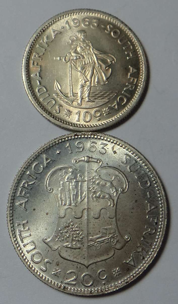 Collections & Lots - RSA: High Grade Silver 10c & 20c Set of 1963 for ...