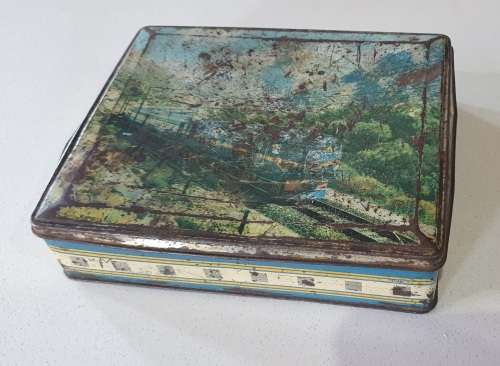 Tin - Old Edward Sharp tin with image of the Blue train as per photos ...