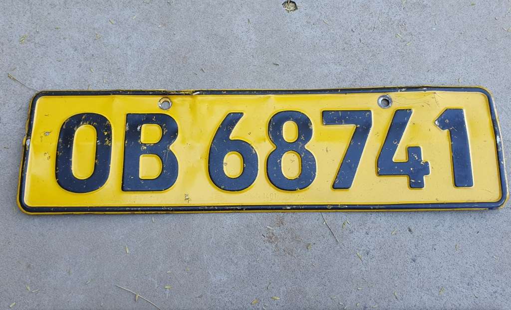 Road - Vintage metal Free state OB - Bloemfontein district number ...
