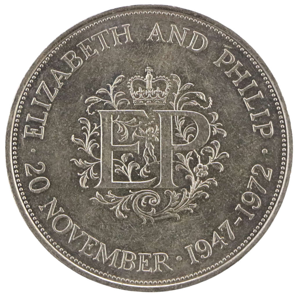 Commemorative - 1972 Great Britain Commemorative 25 Pence, 25th wedding ...