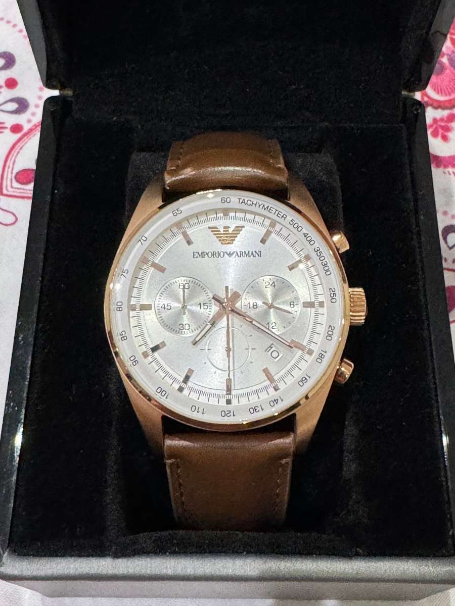 Men's Watches - EMPORIO ARMANI MENS WATCH ROSEGOLD AND BROWN BELT ...