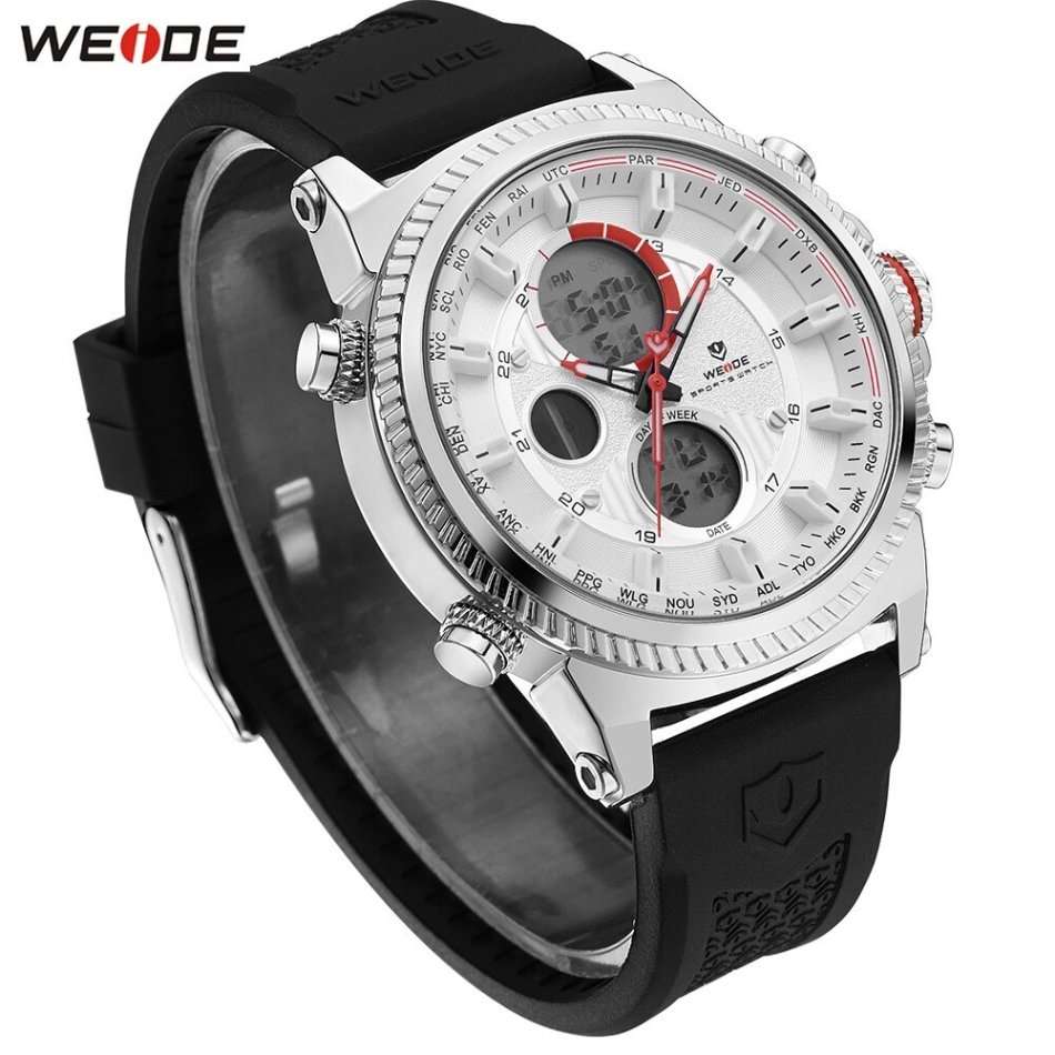 Men's Watches - WEIDE Men's World City Dual Time + ALARM Silicone Strap ...