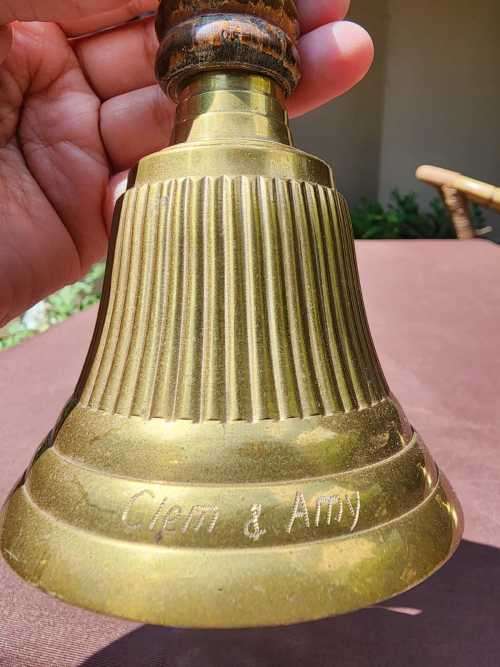 Brass - TWO VINTAGE BRASS BELLS: AN OLD SCHOOL BELL AND A ST MICHAELS ...