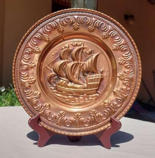 Copperware - COPPER EMBOSSED SAILING SHIP PLATE MADE IN ENGLAND was ...