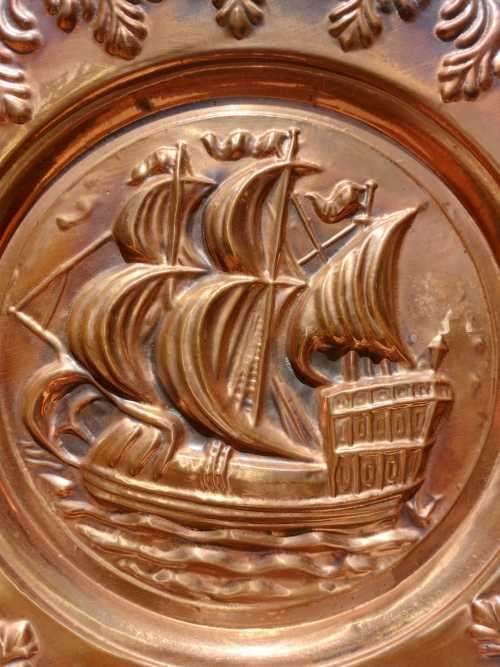 Copperware - COPPER EMBOSSED SAILING SHIP PLATE MADE IN ENGLAND was ...