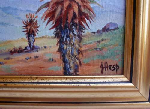 Paintings - ORIGINAL OIL by J.HESP -SOUTH AFRICAN LANDSCAPE WITH ALOES ...