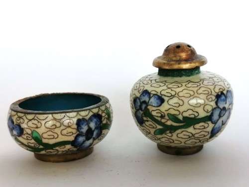 Other Metalware - Beautiful vintage Chinese cloisonne cruet set, dating ...