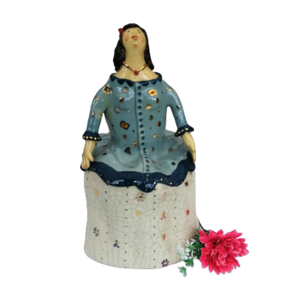 Porcelain & Ceramic - Large Fun Pottery Raku Lady Figurine was sold for ...