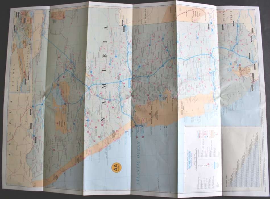 Maps - Vintage Folded AA Road Maps - Namibia 1996 and Windhoek 1987 Two ...