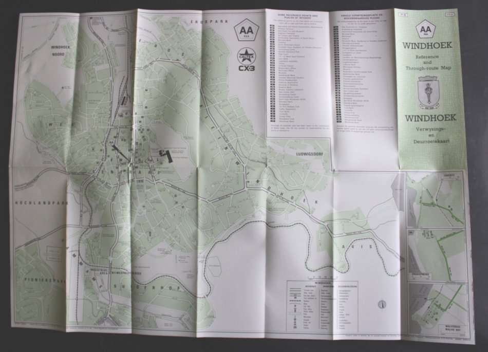 Maps - Vintage Folded AA Road Maps - Namibia 1996 and Windhoek 1987 Two ...