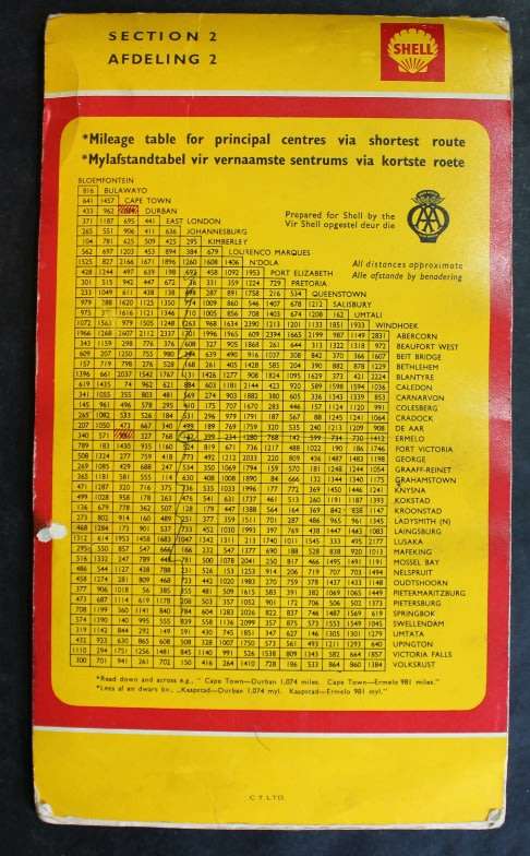 Maps - 1955 Shell Road Map of Southern Africa Folded Map Section 2 was ...