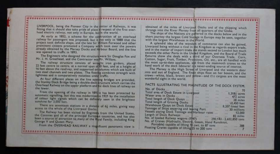 Maps - Vintage Folded Map of the Liverpool Overhead Railway 1930`s for ...