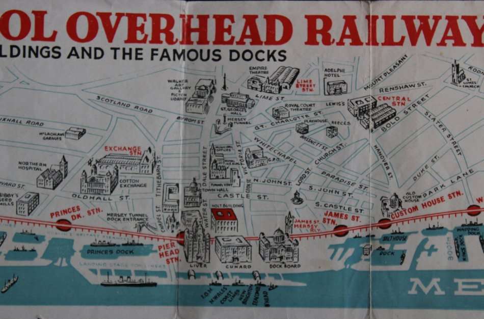 Maps - Vintage Folded Map of the Liverpool Overhead Railway 1930`s for ...