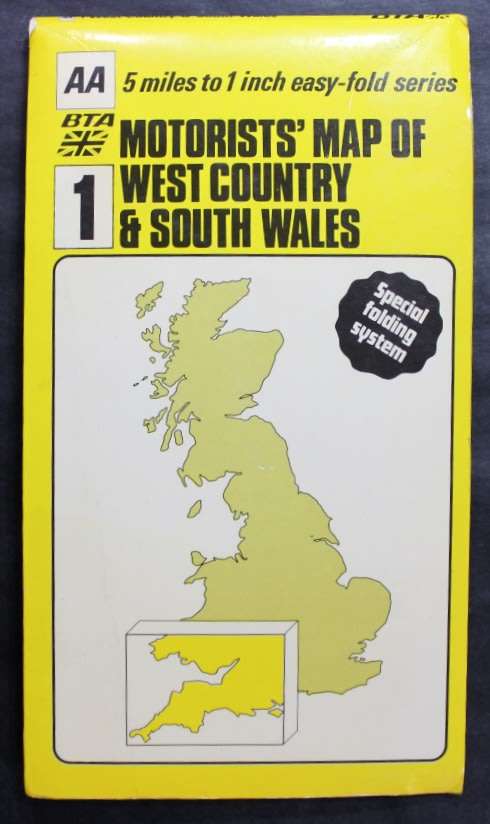 Maps - Vintage Folded Map Motorists` Map of West Country & South Wales ...