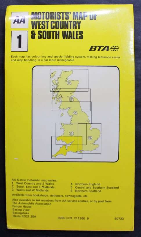Maps - Vintage Folded Map Motorists` Map of West Country & South Wales ...