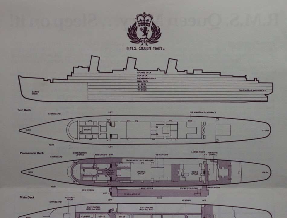 Posters - RMS Queen Mary Deck Layout Small Poster for sale in Cape Town ...