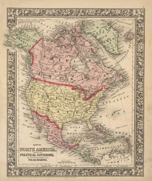 Maps - Mitchell`s Map Of North America 1860 Digital Download for sale ...