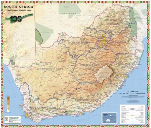 Maps - South Africa Provincial Political and Physical Wall Map ...