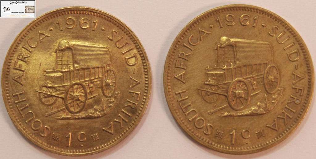 One Cent - South Africa 1 Cent 1961 x 2 (Two Coins) Circulated for sale ...
