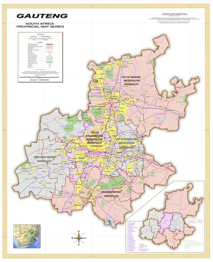 Maps - Gauteng Provincial Map - Printed Map for sale in Cape Town (ID ...