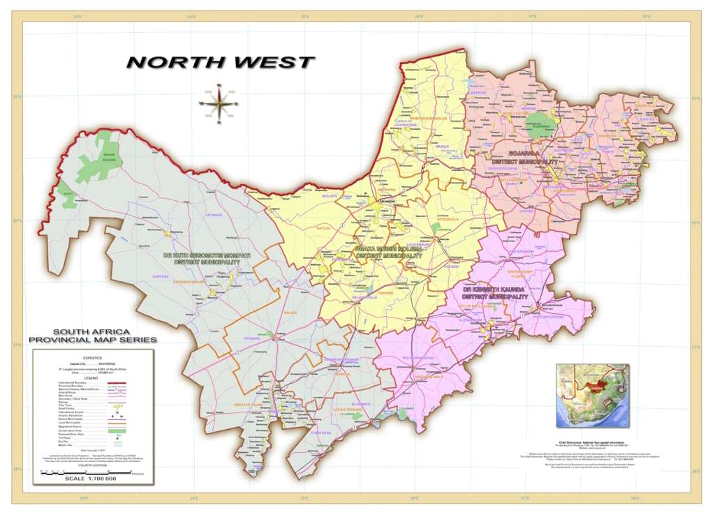 Maps - North West Provincial Map - Digital Download for sale in Cape ...