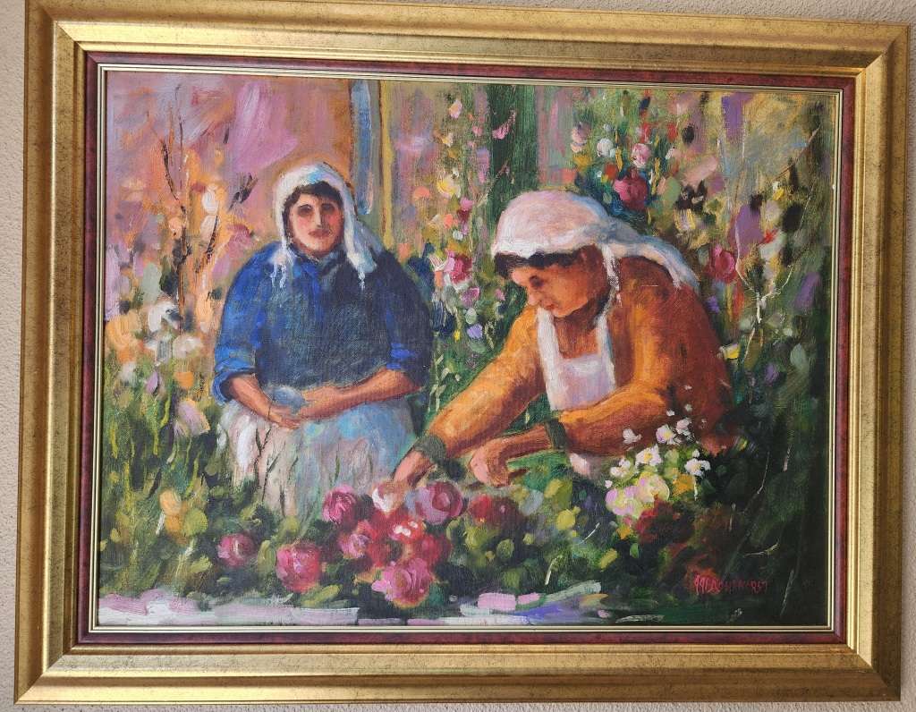 Paintings - Koos Bronkhorst - Flower Pickers Oil on board for sale in ...