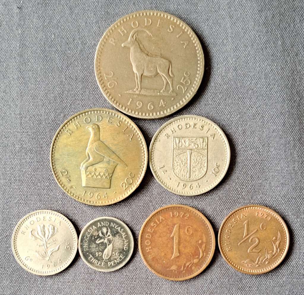 Collections & Lots - RHODESIA COIN SET FROM HALF CROWN TO 1/2c. 7COINS ...