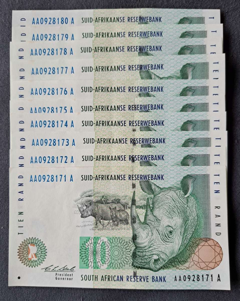 CL Stals - 10 × CHRIS STALS R10 BANKNOTES IN SERIAL NUMBER SEQUENCE ...