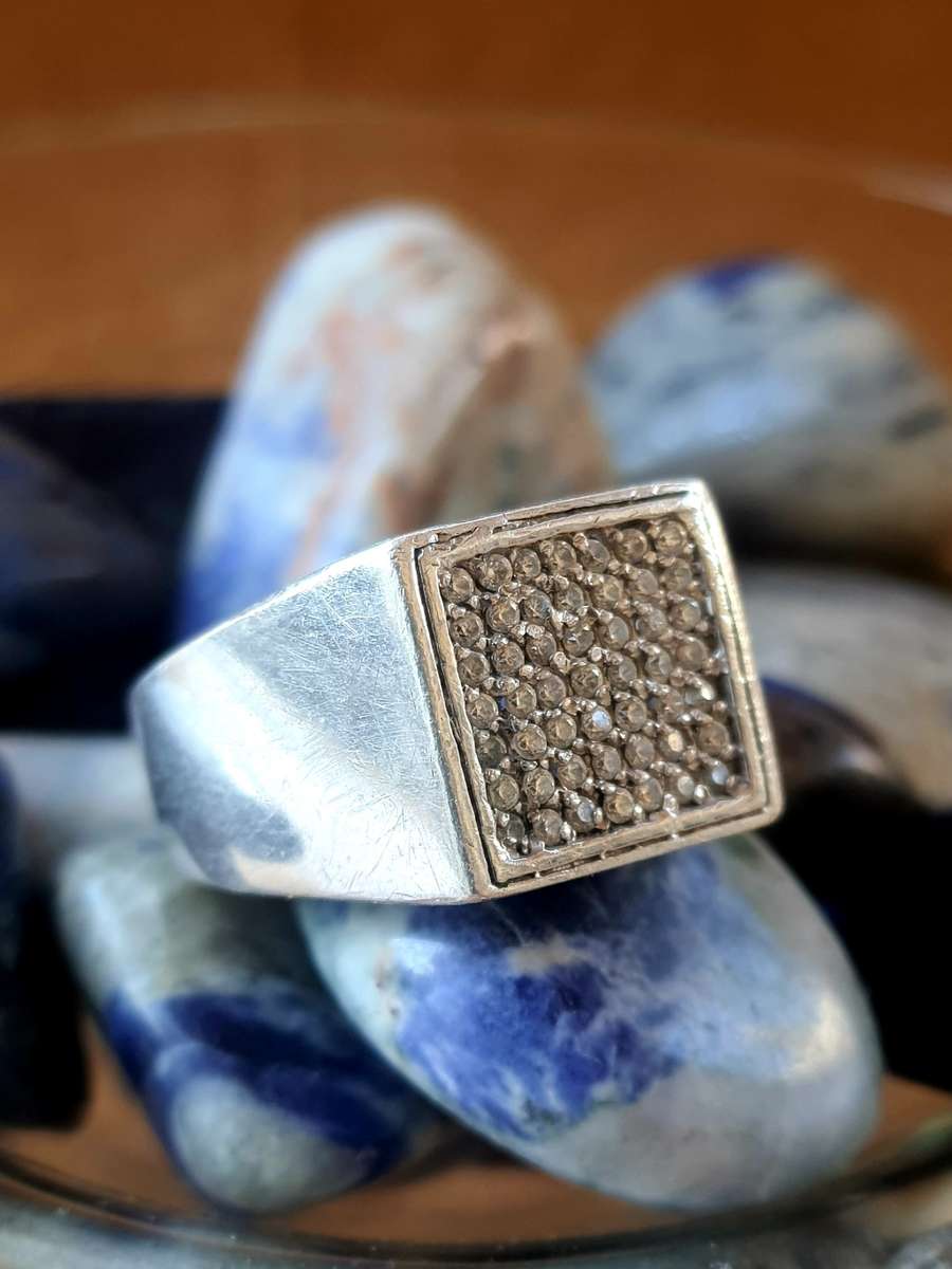 Rings - #2 **** 925 **** SOLID SILVER CLUSTER MENS STATMENT RING! due ...