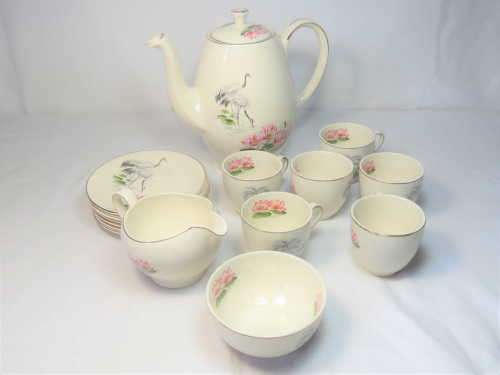 English Porcelain - Vintage 15 piece Alfred Meakin tea set with Crane ...
