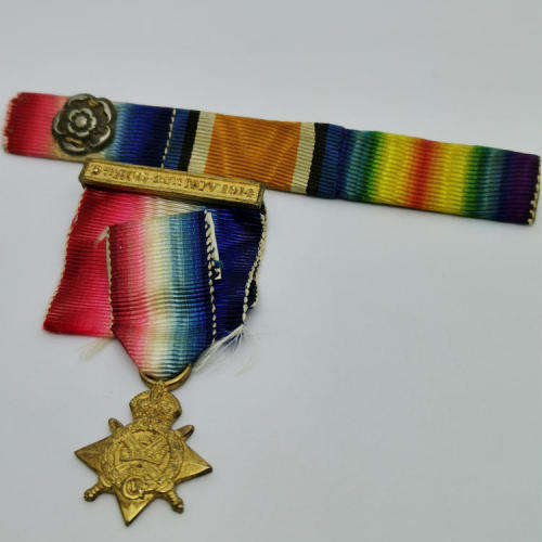 World War 1 - WW1 Miniature 1914 star - Mons star with ribbon bar and ...