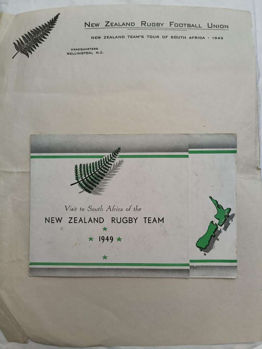 Sporting Memorabilia - 1949 ALL BLACKS RUGBY TOUR LETTERHEAD PLUS 1949 ...
