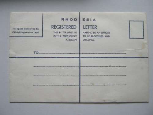 Other Accessories - RHODESIA - UNSERVICED REGISTERED LETTER - WHITE was ...