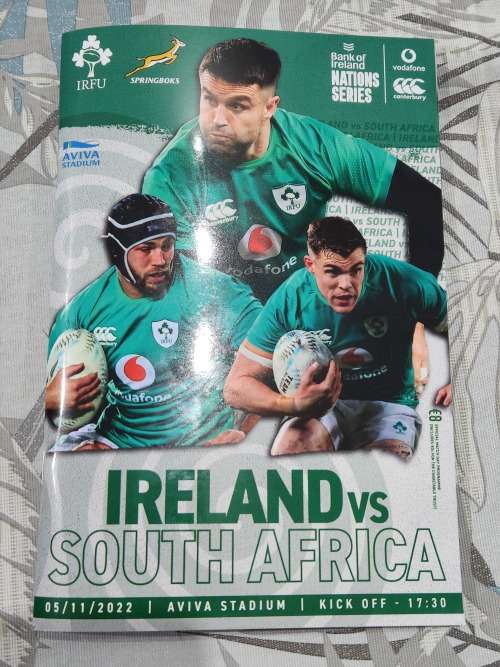 Sporting Memorabilia - Springboks vs Ireland 5 Nov 2022 matchday ...