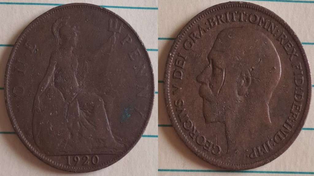 Great Britain - 1920 - UK - One Penny - King George V - Bronze ...