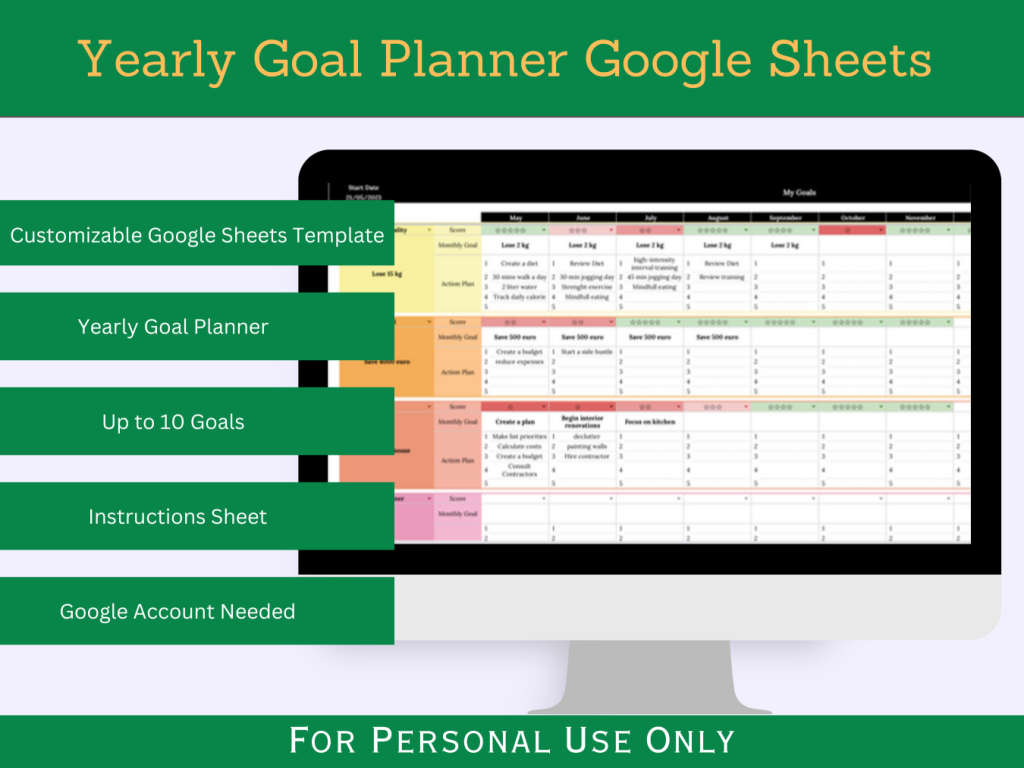 Notebooks & Paper - Yearly Goal Planner with Instruction Tab - Google ...