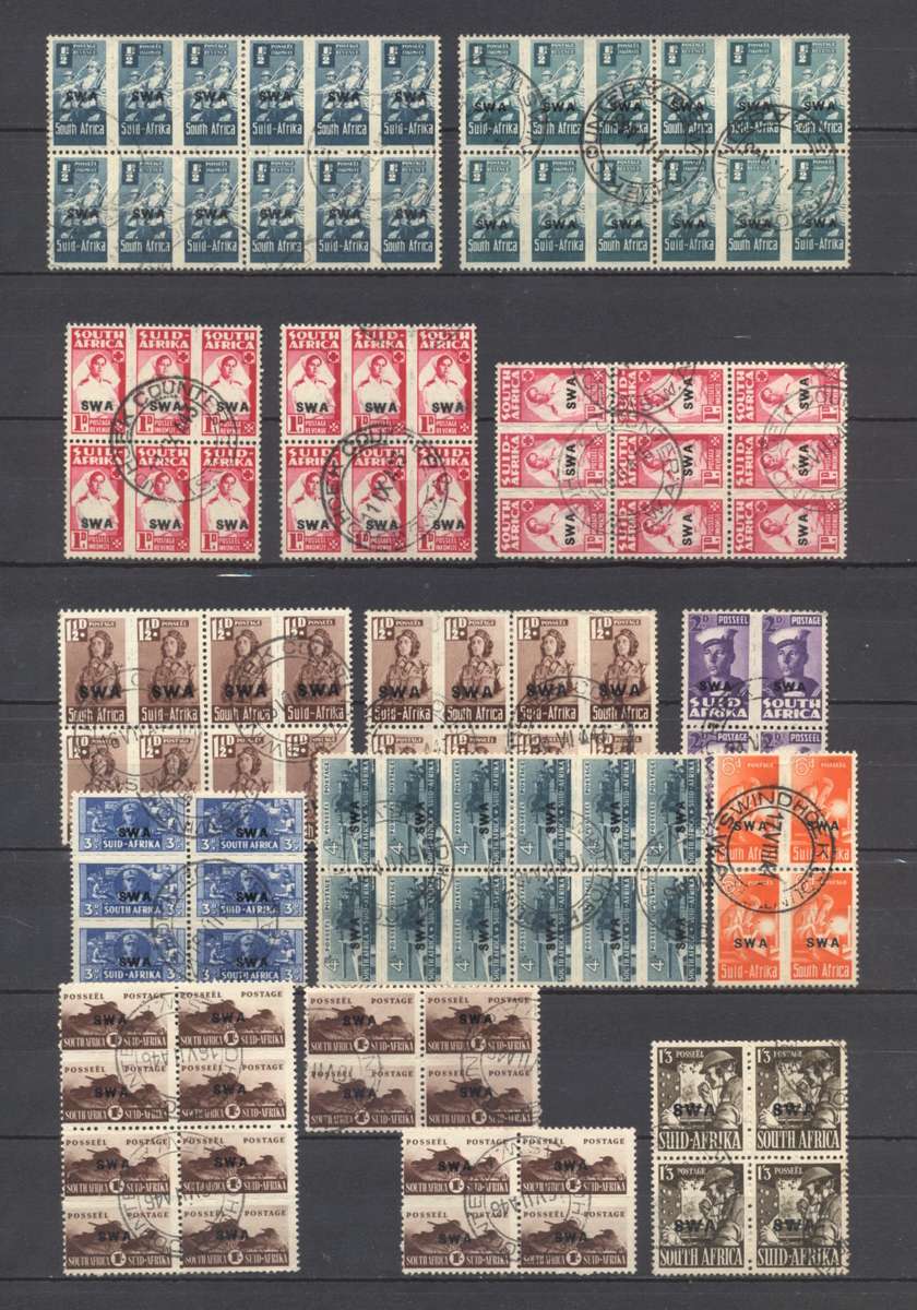 Namibia - S.W.A. 1943 Reduced size War effort Blocks + Shades CV R 3000 ...