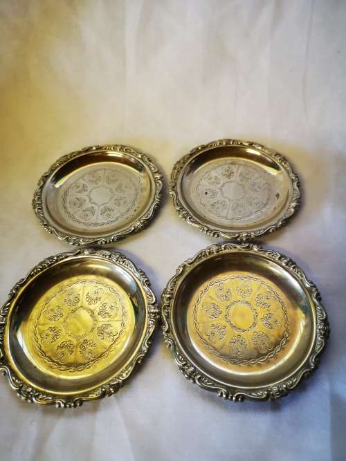 Silver - 4 vintage silverplate coasters, made in Hong Kong was sold for ...