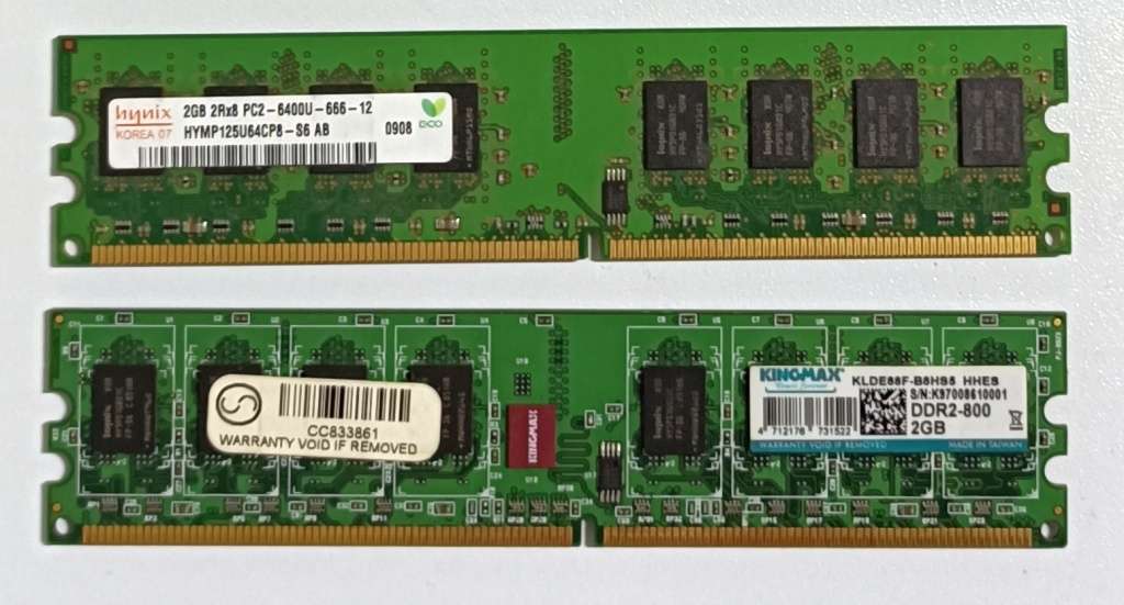Memory Ram Hynix Kingmax 2gb Ddr2 800 Pc2 6400 Ram Two Modules Making 4gb For Sale In
