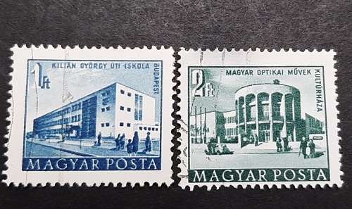 Hungary - ** 1951/53 Hungary `Magyar Posta` Buildings 1Ft & 2Ft Stamps ...