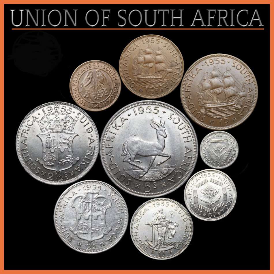 Collections & Lots - 1955 : Uni. of South Africa : Coin Set : UNC AUNC ...