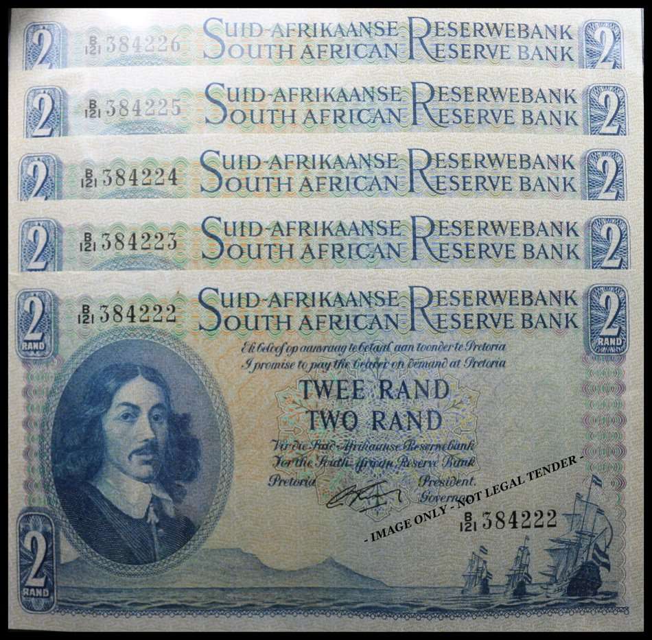 G Rissik - S. A. Bank Note : TWEE RAND / TWO RAND : G. RISSIK : UNC ...