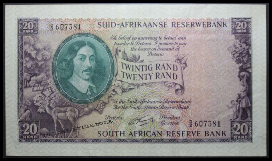 G Rissik - 1962 S. A. Bank Note : TWINTIG RAND / TWINTIG RAND : G ...